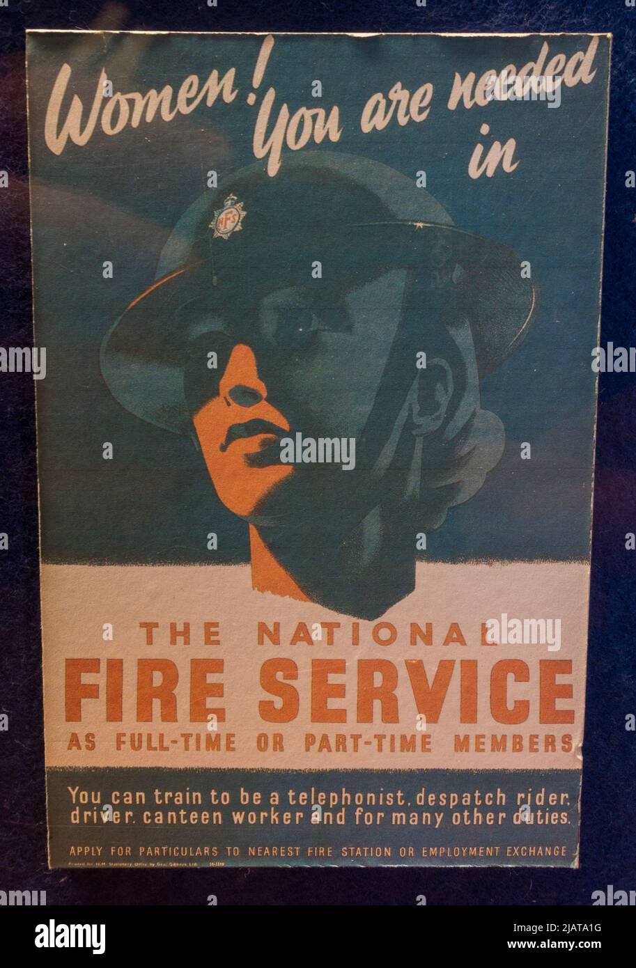 "Women! you are needed in The National Fire Service ", a WWII poster in ...