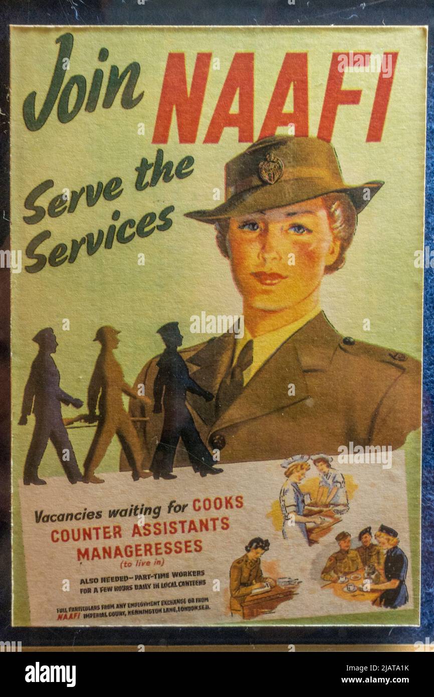 "Join NAAFI Serve the Services", a WWII poster in Eden Camp Modern ...