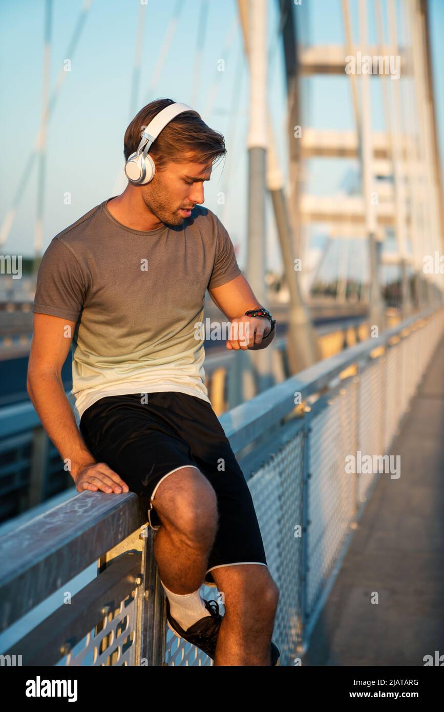 Fitness sport people lifestyle concept. Portrait of young man running ...