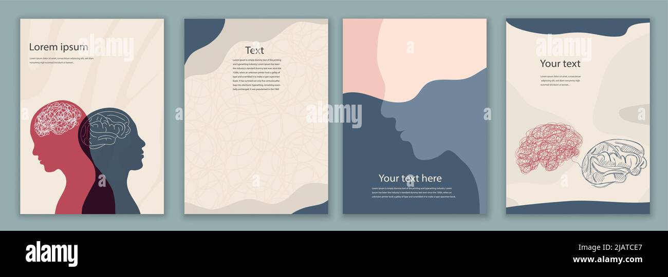 Template set. Leaflet brochure. Metaphor bipolar disorder mind mental ...