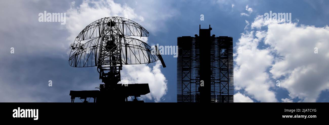 Air defense radars of military mobile anti aircraft systems (radar is ...