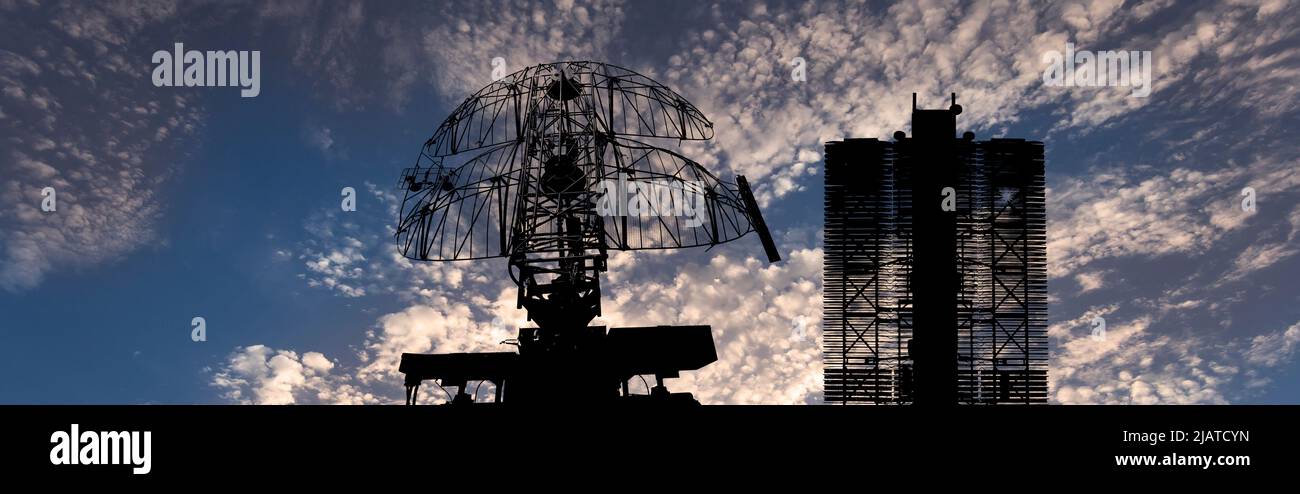 Air defense radars of military mobile anti aircraft systems (radar is ...