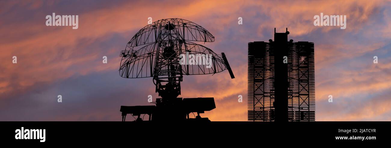 Air defense radars of military mobile anti aircraft systems (radar is ...