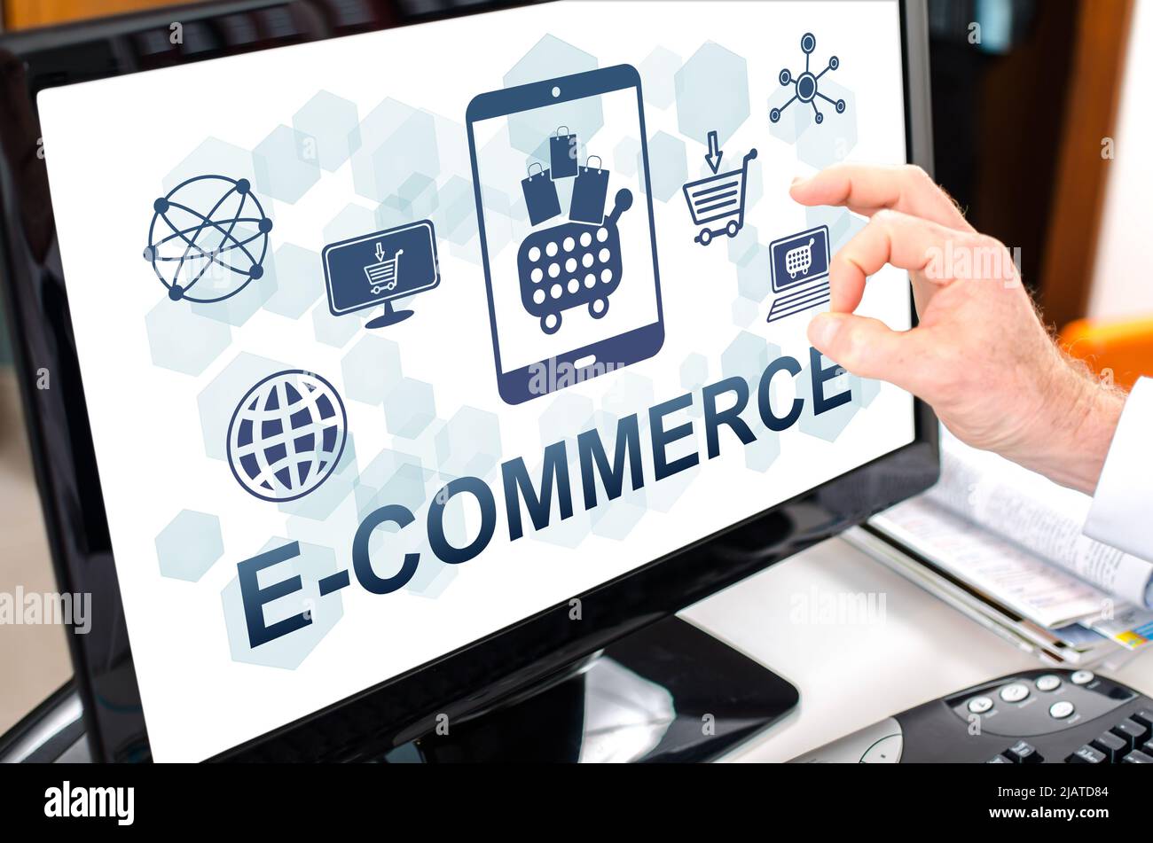E-commerce concept shown on a computer screen Stock Photo - Alamy