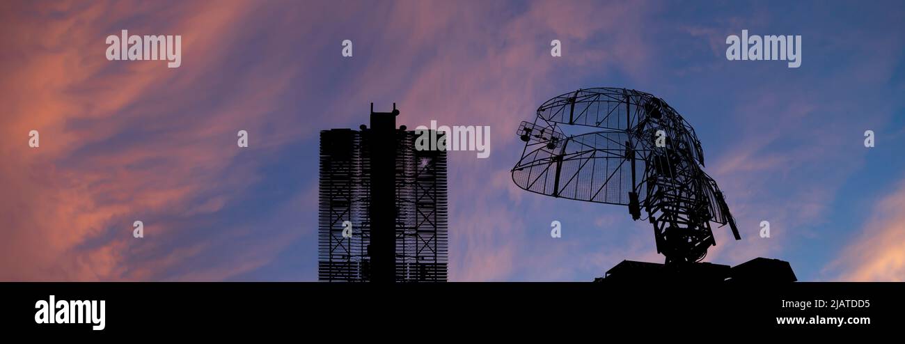 Air defense radars of military mobile anti aircraft systems (radar is ...