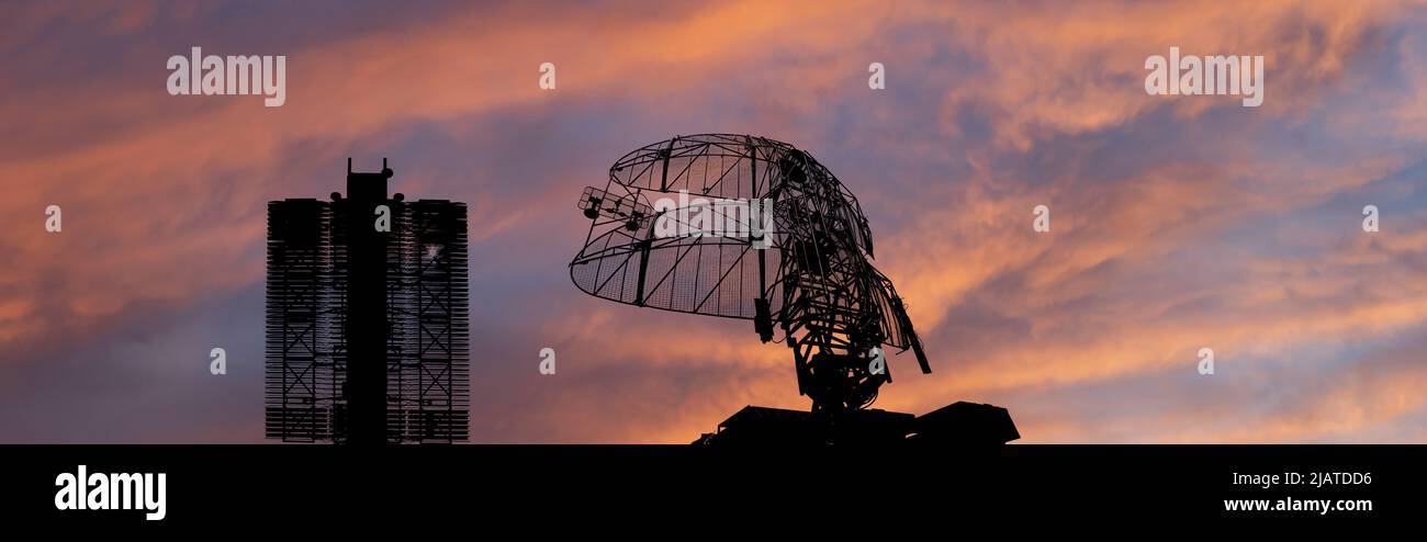 Air defense radars of military mobile anti aircraft systems (radar is ...