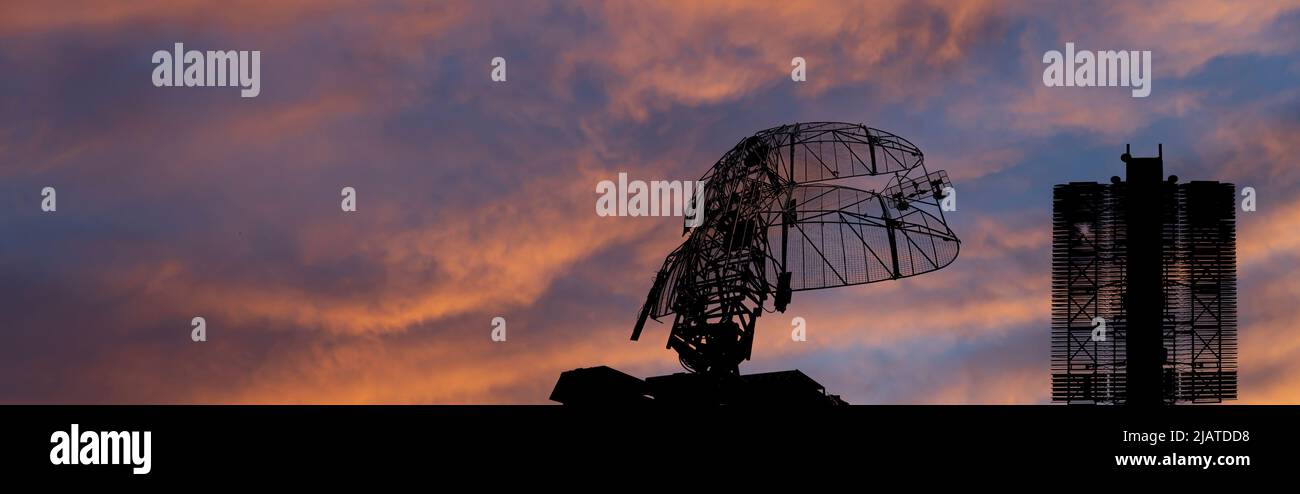 Air defense radars of military mobile anti aircraft systems (radar is ...