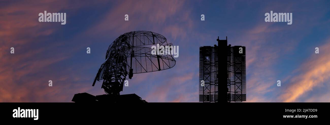 Air defense radars of military mobile anti aircraft systems (radar is ...
