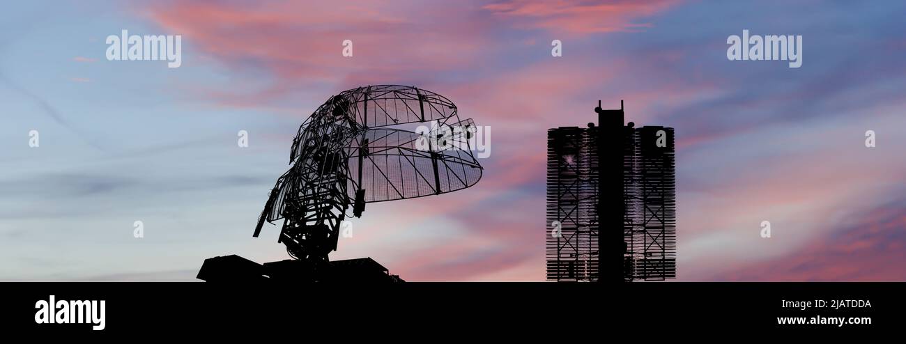 Air defense radars of military mobile anti aircraft systems (radar is ...