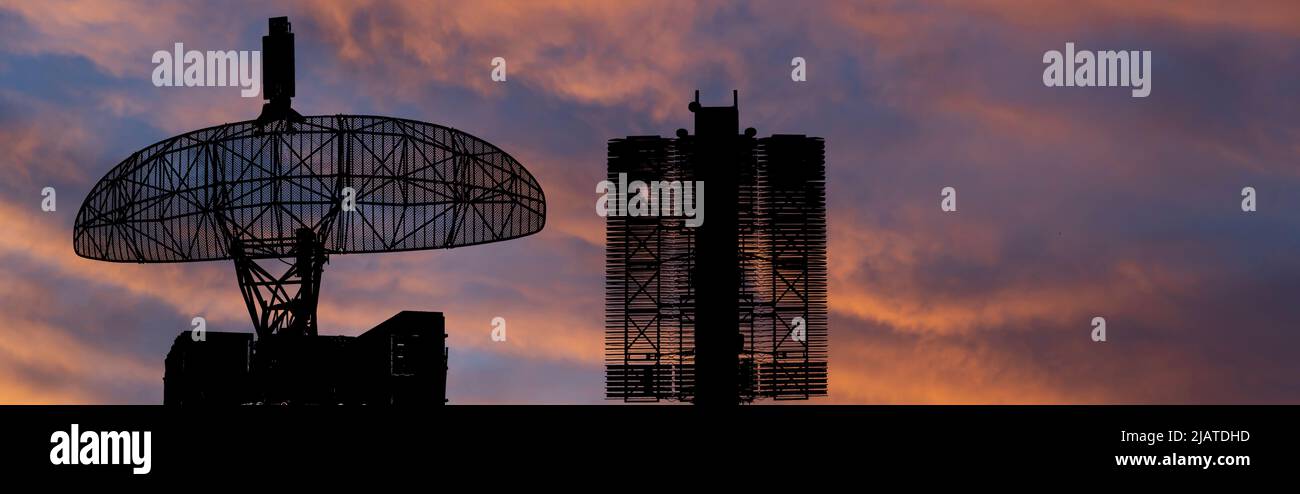 Air defense radars of military mobile anti aircraft systems (radar is ...