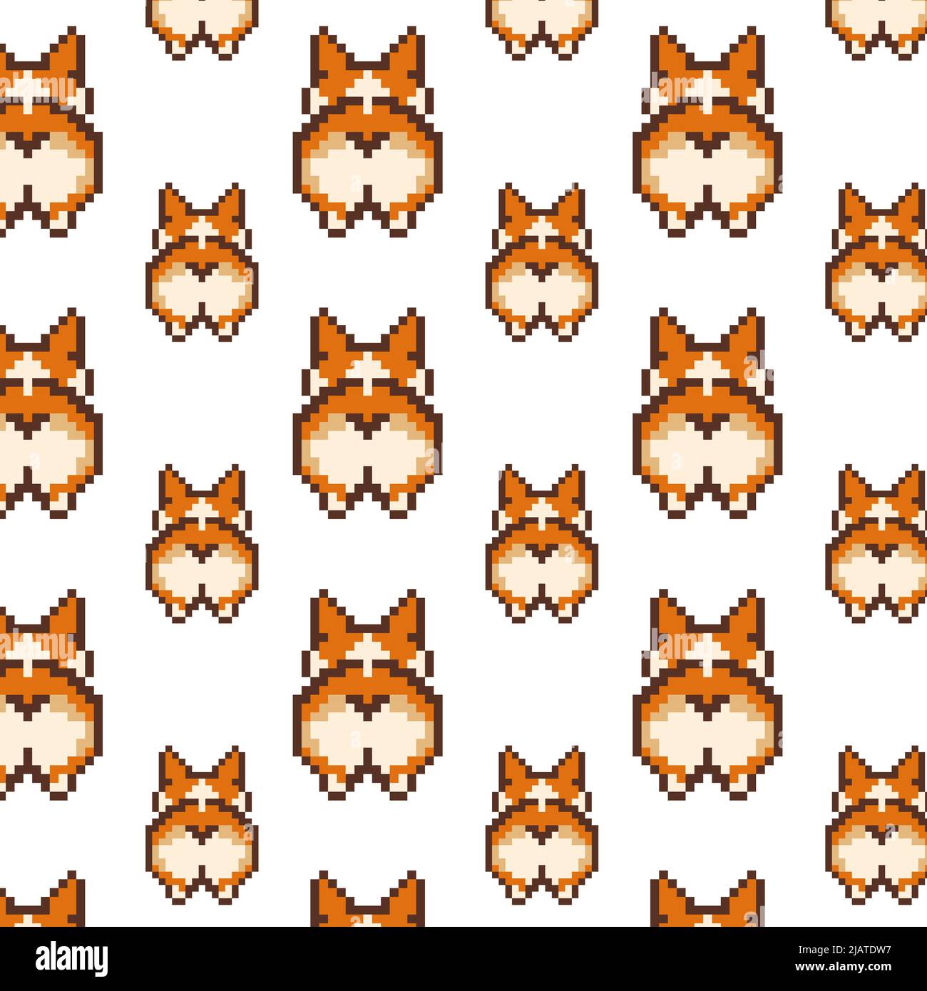 Rear butt of purebred cute brown corgi dog. Funny endless seamless ...