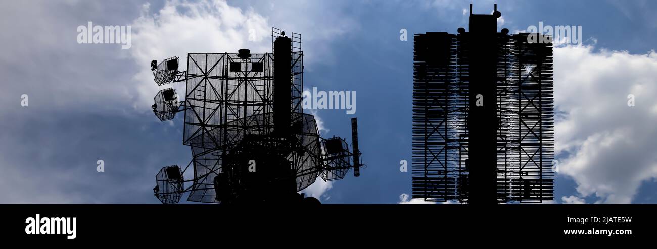 Air defense radars of military mobile anti aircraft systems (radar is ...