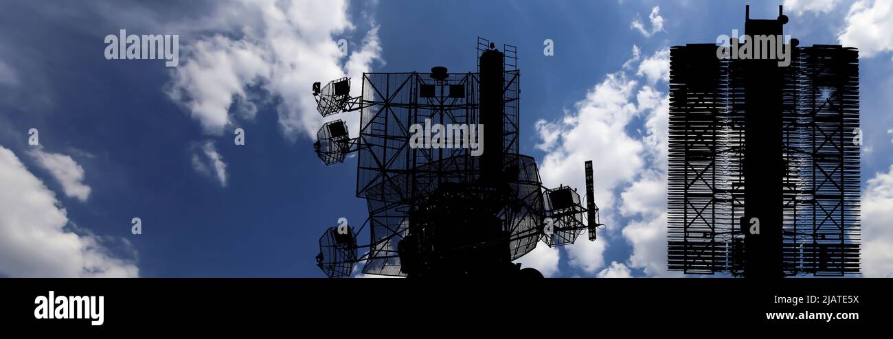 Air defense radars of military mobile anti aircraft systems (radar is ...