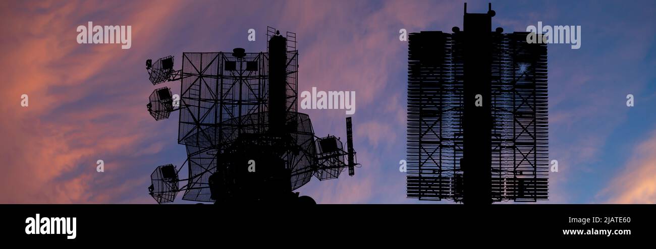 Air defense radars of military mobile anti aircraft systems (radar is ...
