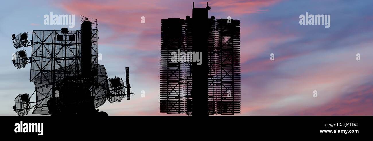 Air defense radars of military mobile anti aircraft systems (radar is ...