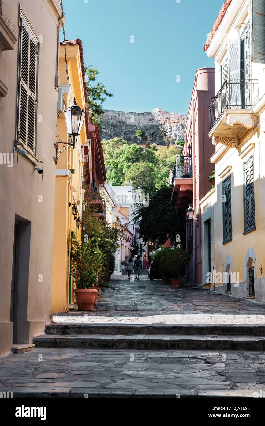 Plaka,an old historical neighbourhood of Athens, clustered around the ...