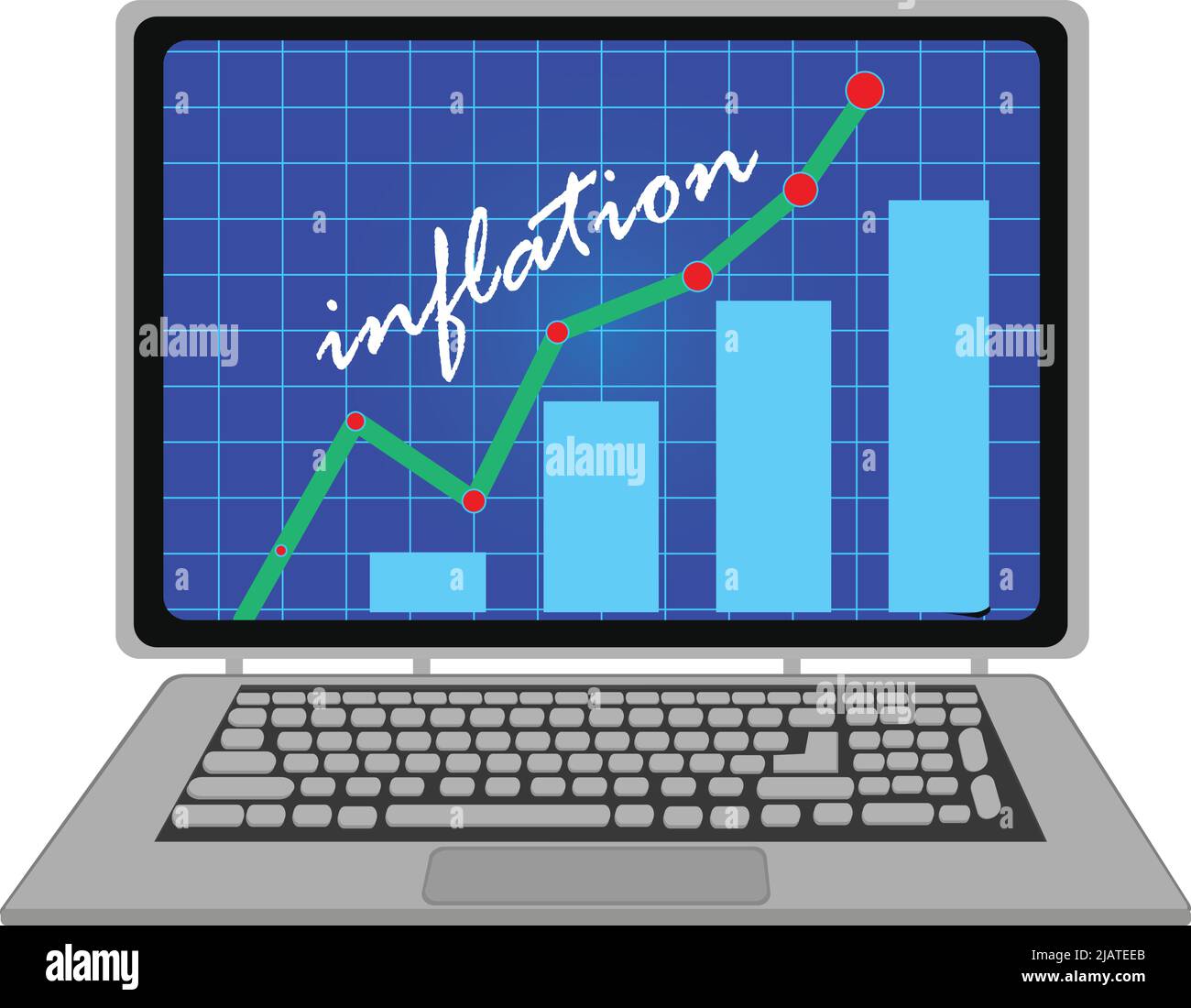 illustration of stock market increase graph in laptop vector Stock ...