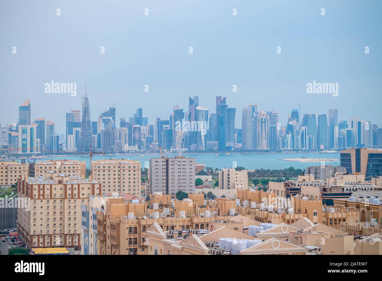 The Panoramic skyline of Doha, Qatar during sunrise Stock Photo - Alamy