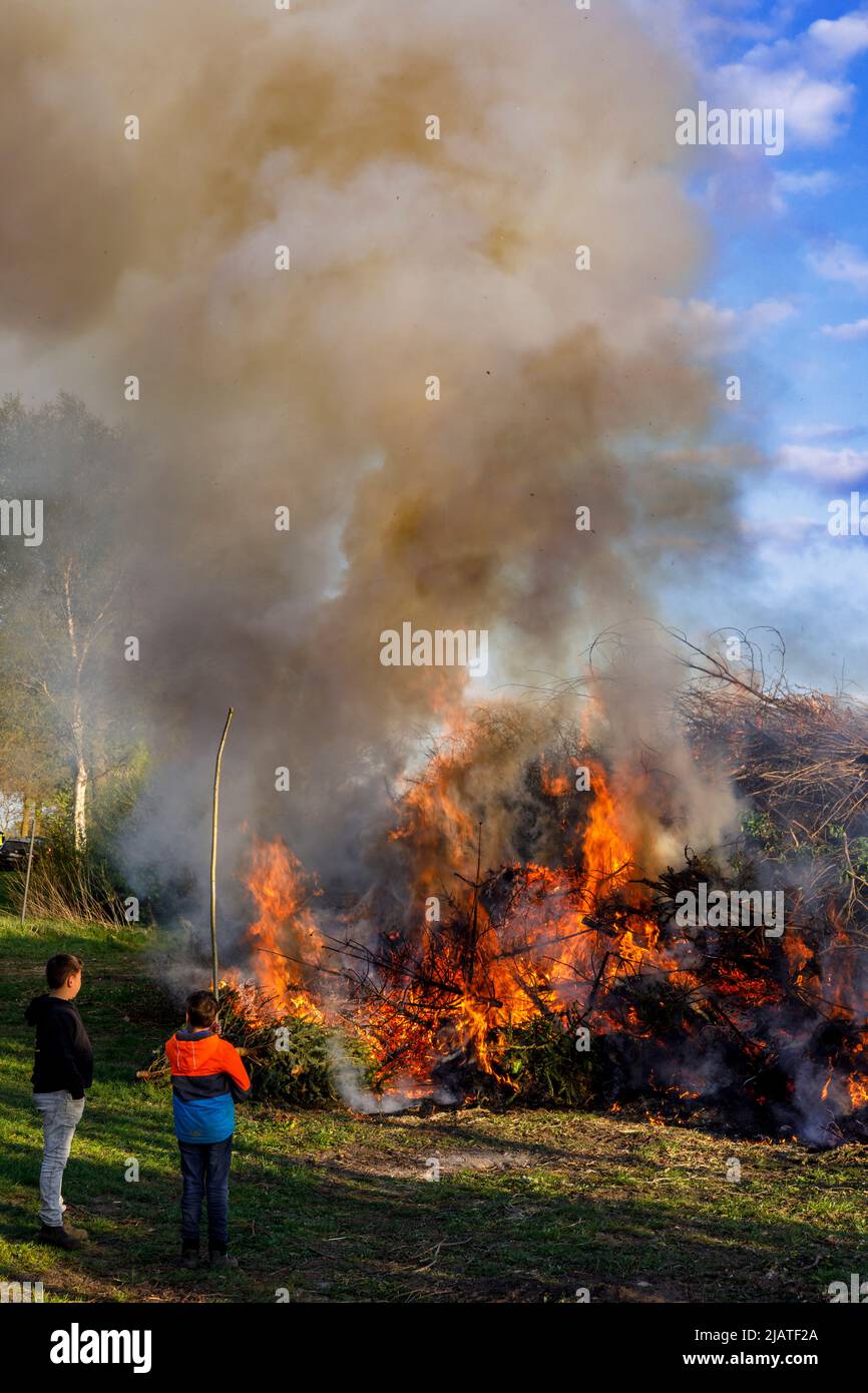 May fire on Walpurgis Night, tradition in many villages and organized ...