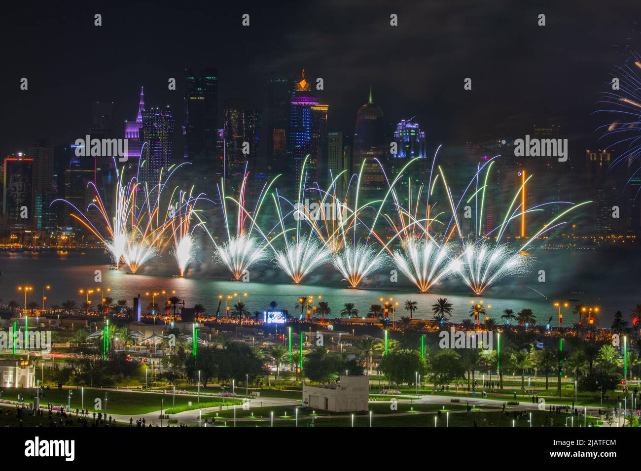 Fireworks at corniche on eid night 2021 Stock Photo - Alamy