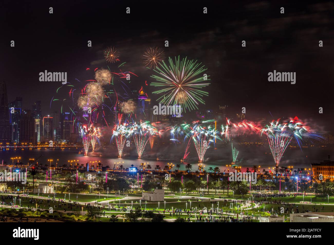 Fireworks at corniche on eid night 2021 Stock Photo - Alamy