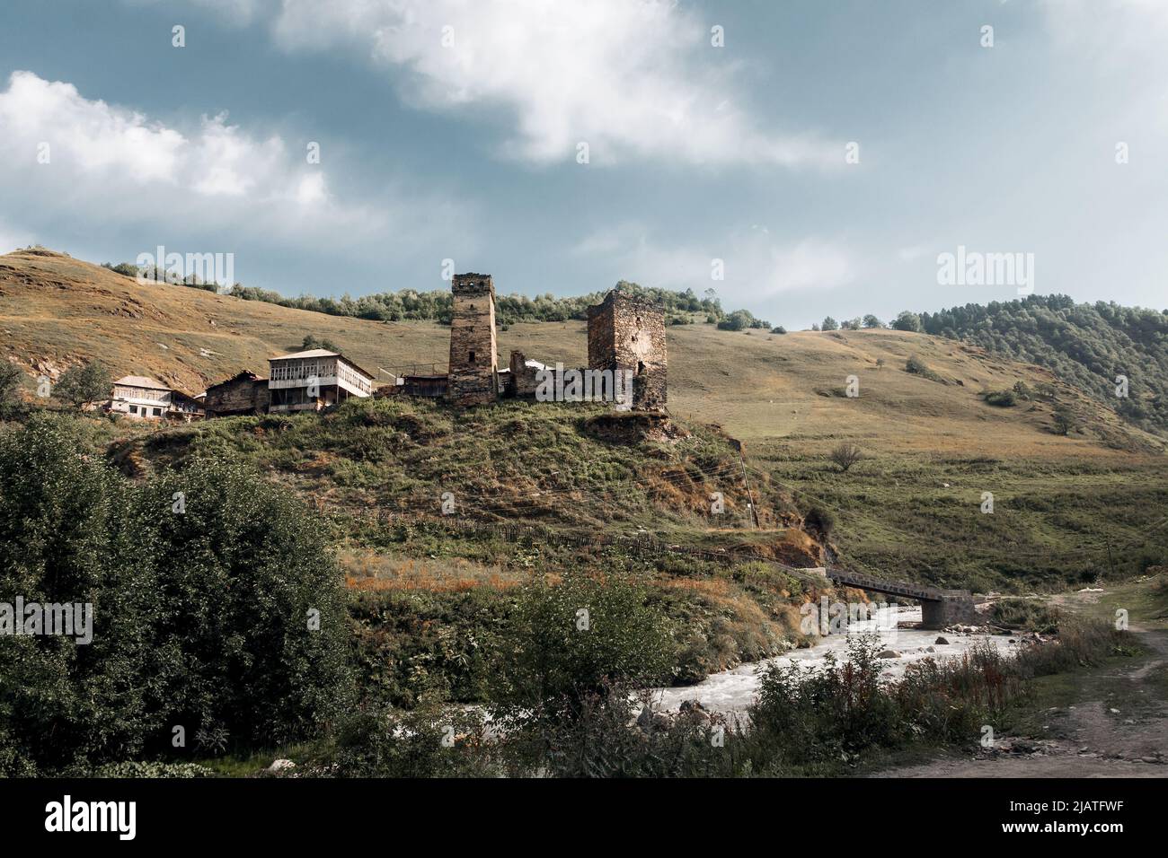 An amazing view on the Shkhara Glacier in the Greater Caucasus Mountain ...