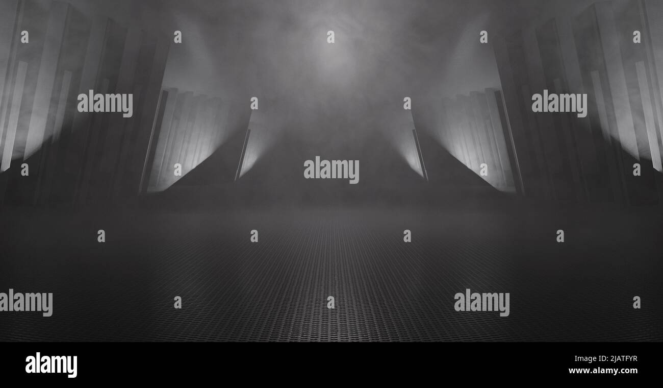 Smoke light interior glowing background 3D Render Stock Photo - Alamy