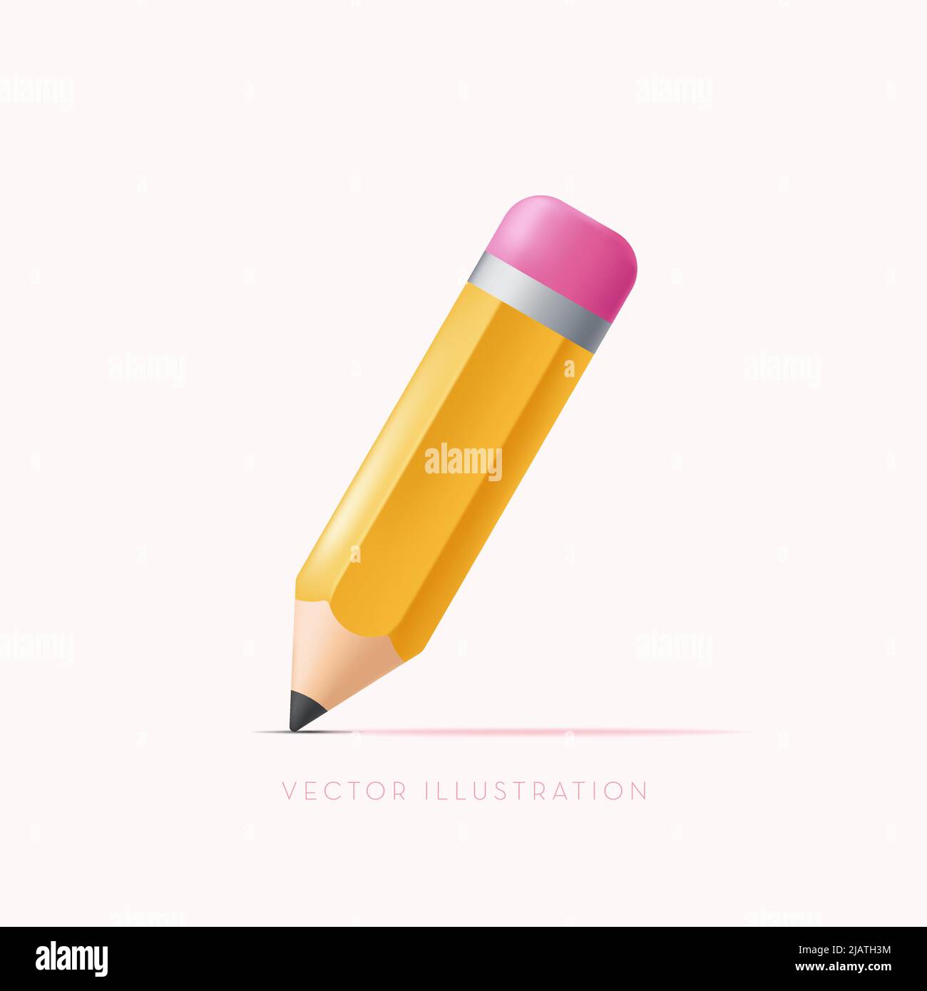 Yellow pencil. The volumetric wooden object for writing and drawing ...