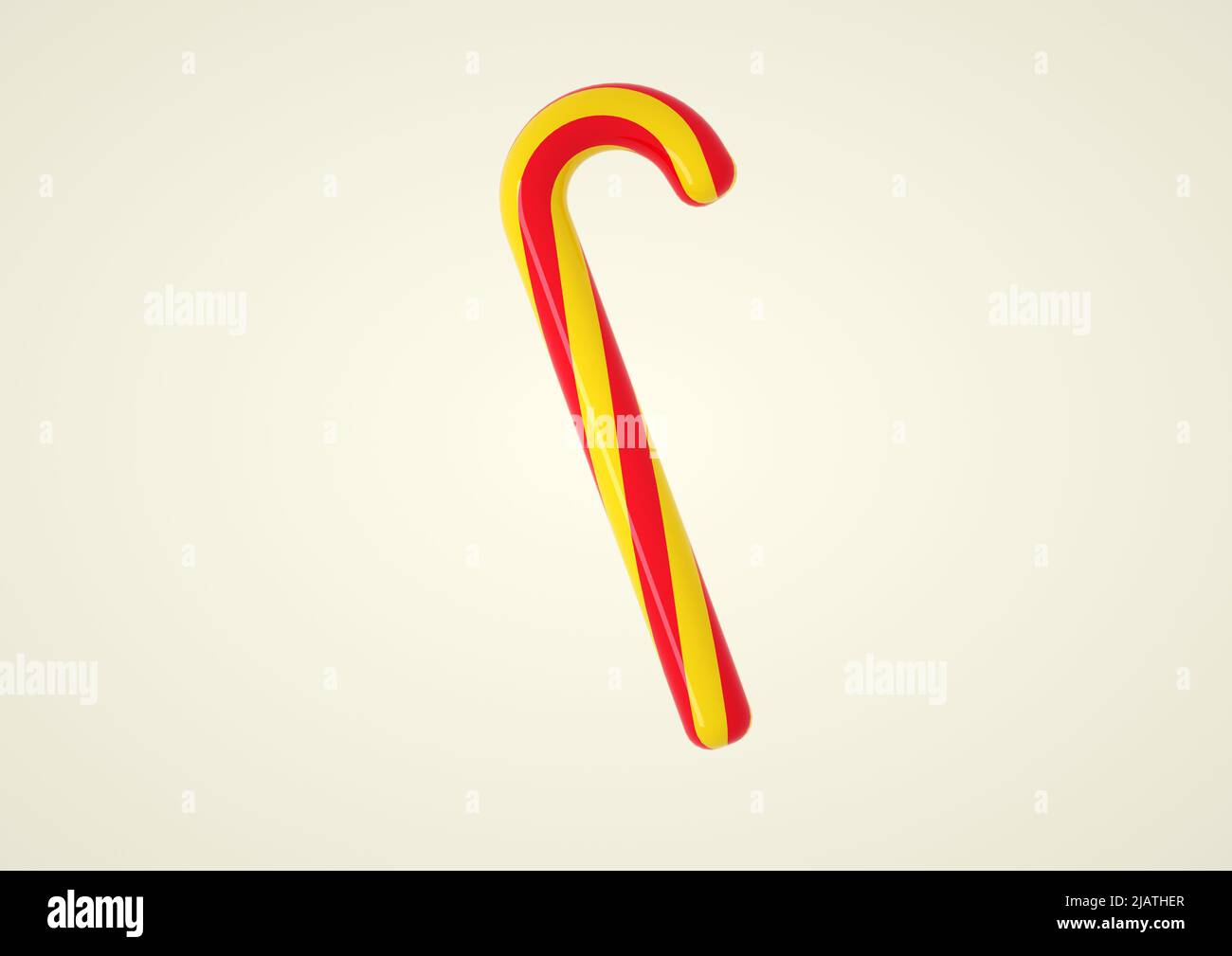 Christmas candy cane lollipop red and yellow colors 3d render Stock ...