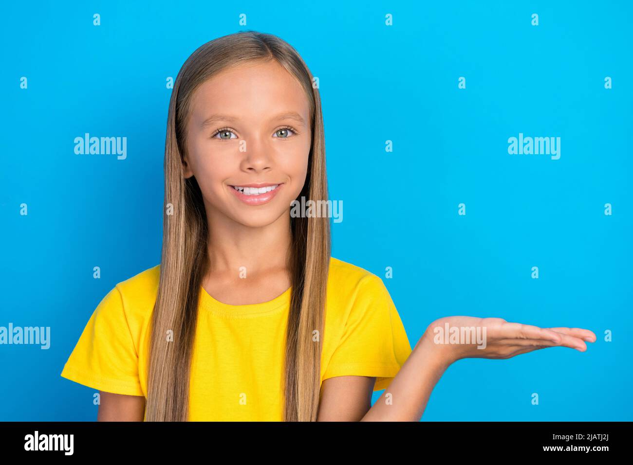 Photo of small lady palm presenting novelty variant empty space wear ...