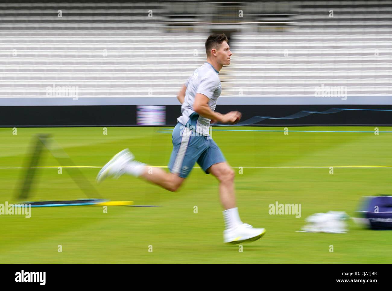 England's Matthew Potts during a nets session at Lord's Cricket Ground ...