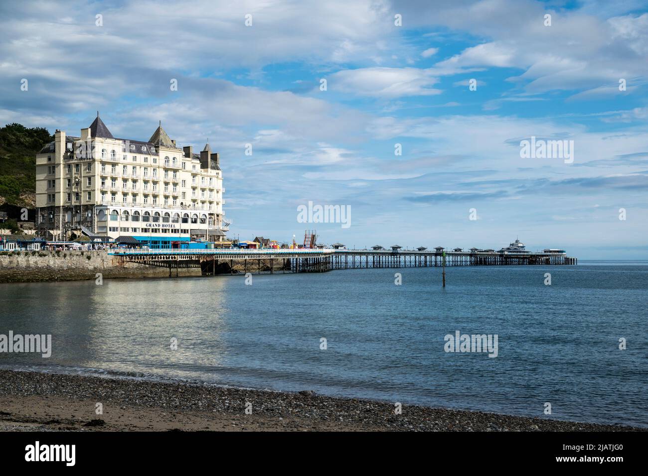 Llandudno promenade on the North Wales coast with the new ferris wheel ...