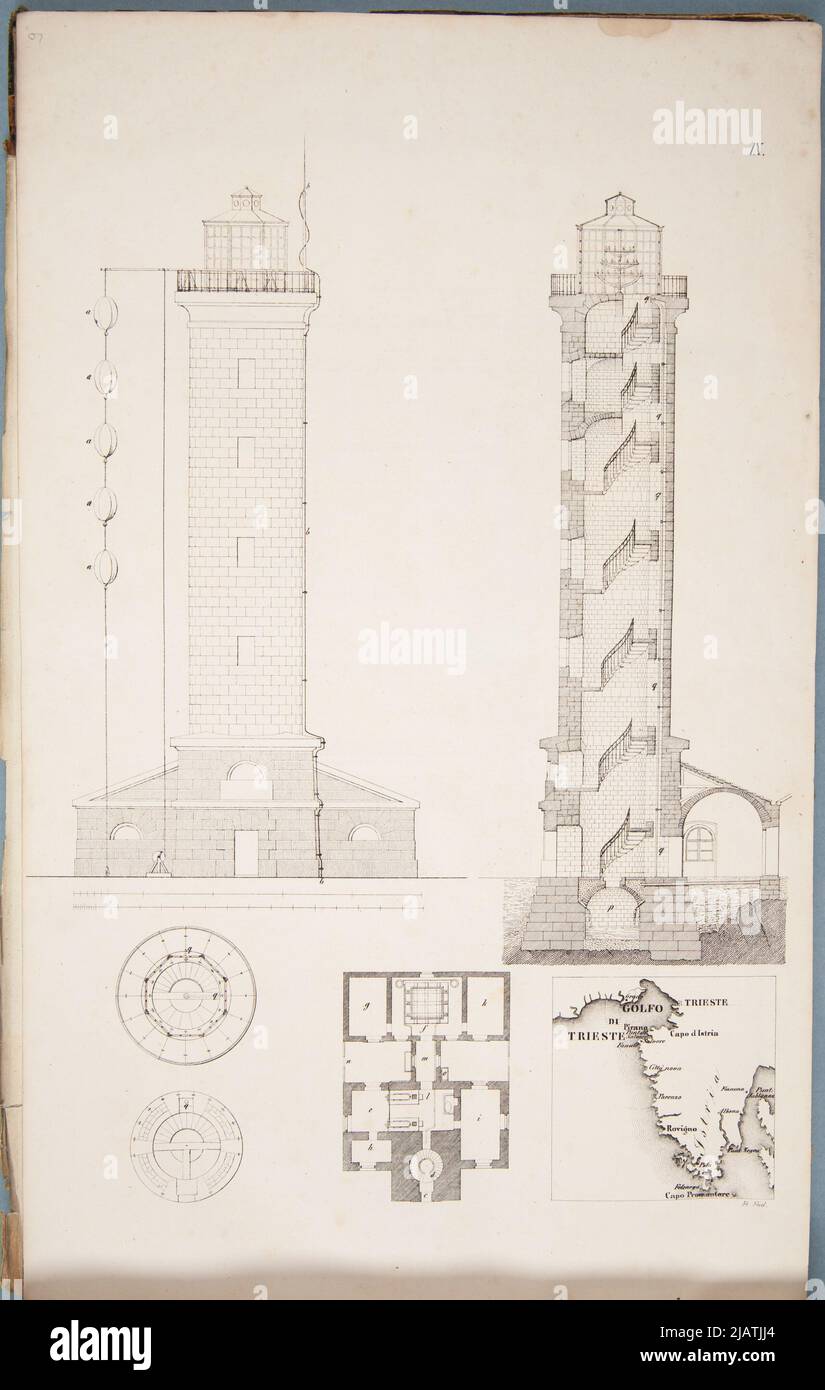 Tabl. IX lighthouse off the coast of Trieste and its cross section in ...