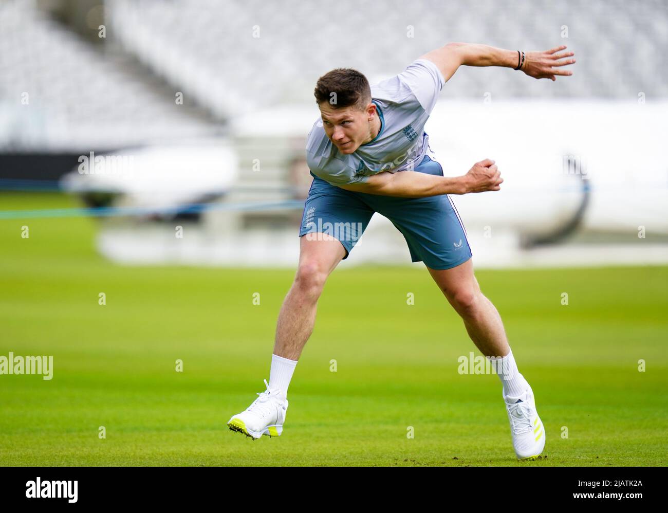 England's Matthew Potts during a nets session at Lord's Cricket Ground ...