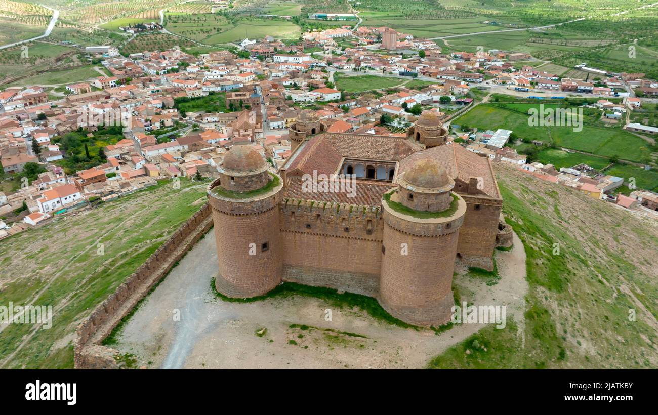 aerial view of the beautiful Calahorra Castle in the province of ...