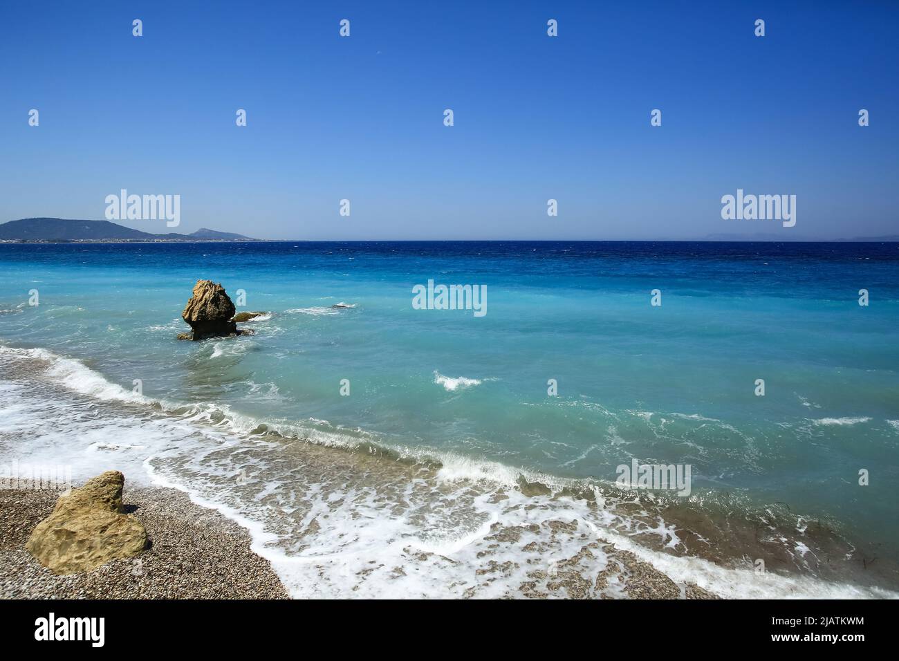 The view of the sea coast from Promenade along the sea in the town ...