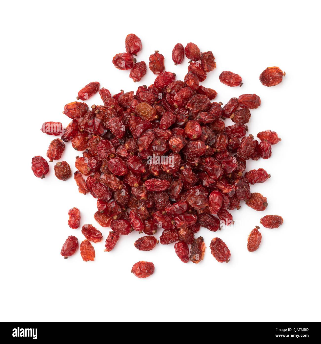 Heap pf dried sour Iranian barberries isolated on white background ...