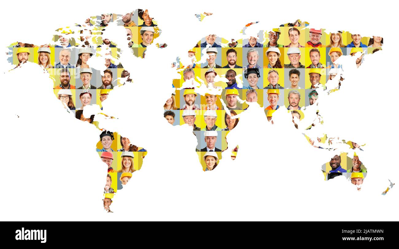 Portrait collage of different industries and crafts professions on ...