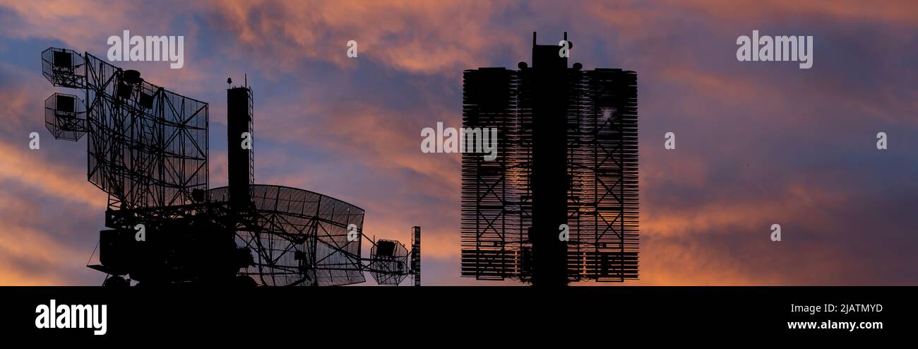 Air defense radars of military mobile anti aircraft systems (radar is ...