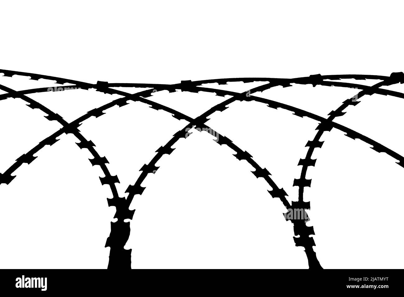 Сontour of barbed wire on a white background Stock Photo - Alamy
