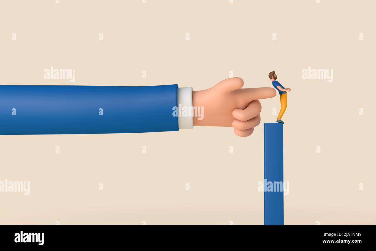 A person being pushed forward by a large hand. Business development ...