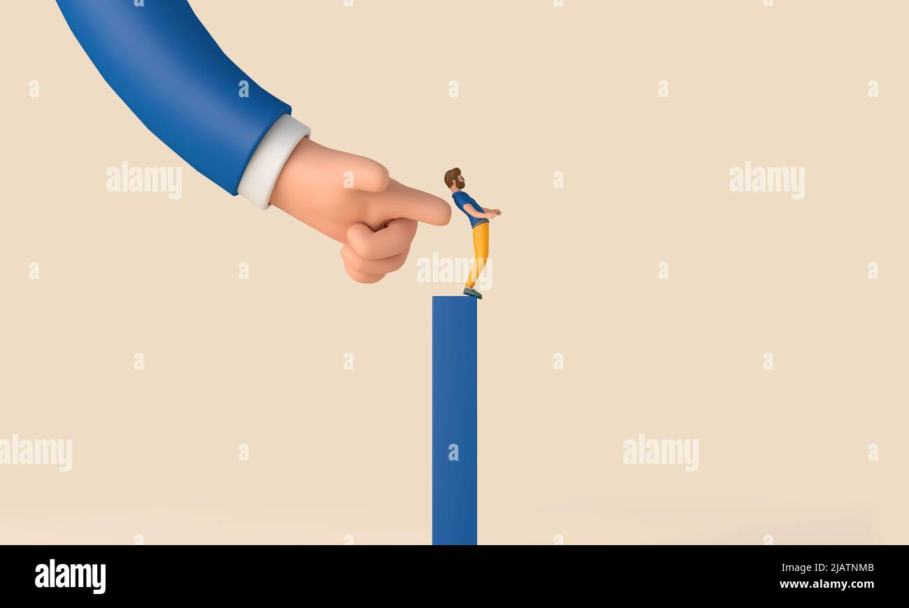A person being pushed forward by a large hand. Business development ...
