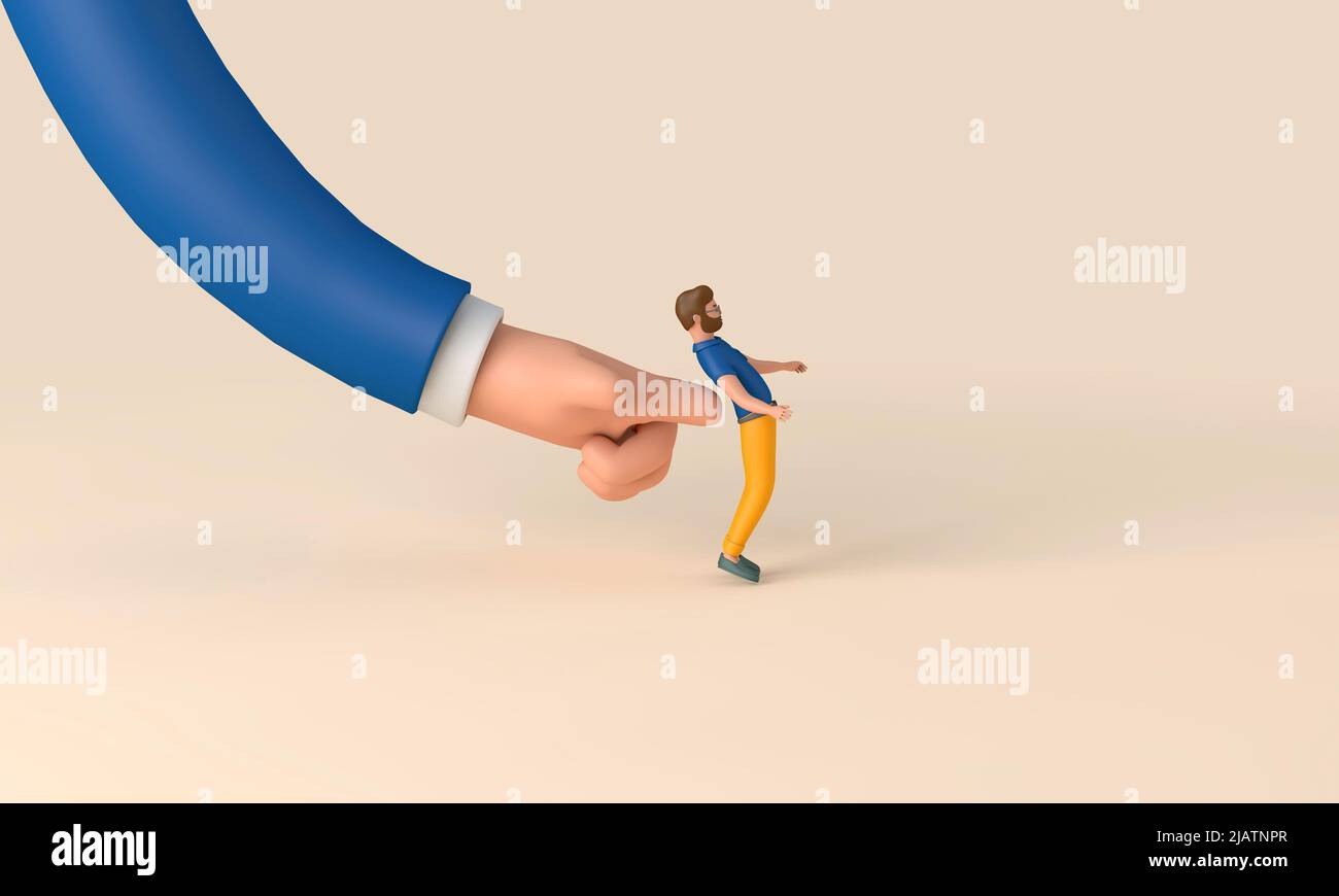 A person being pushed forward by a large hand. Business development ...