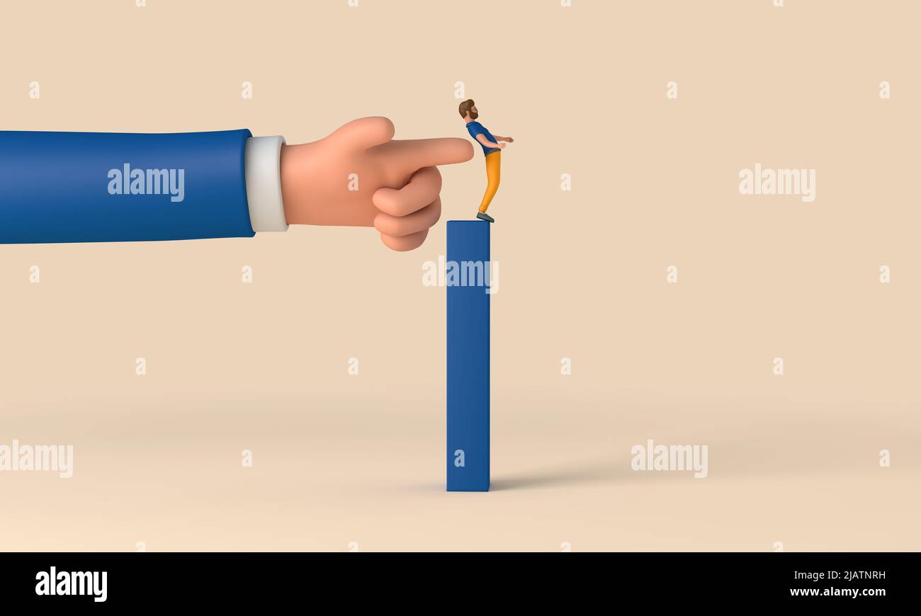 A person being pushed forward by a large hand. Business development ...