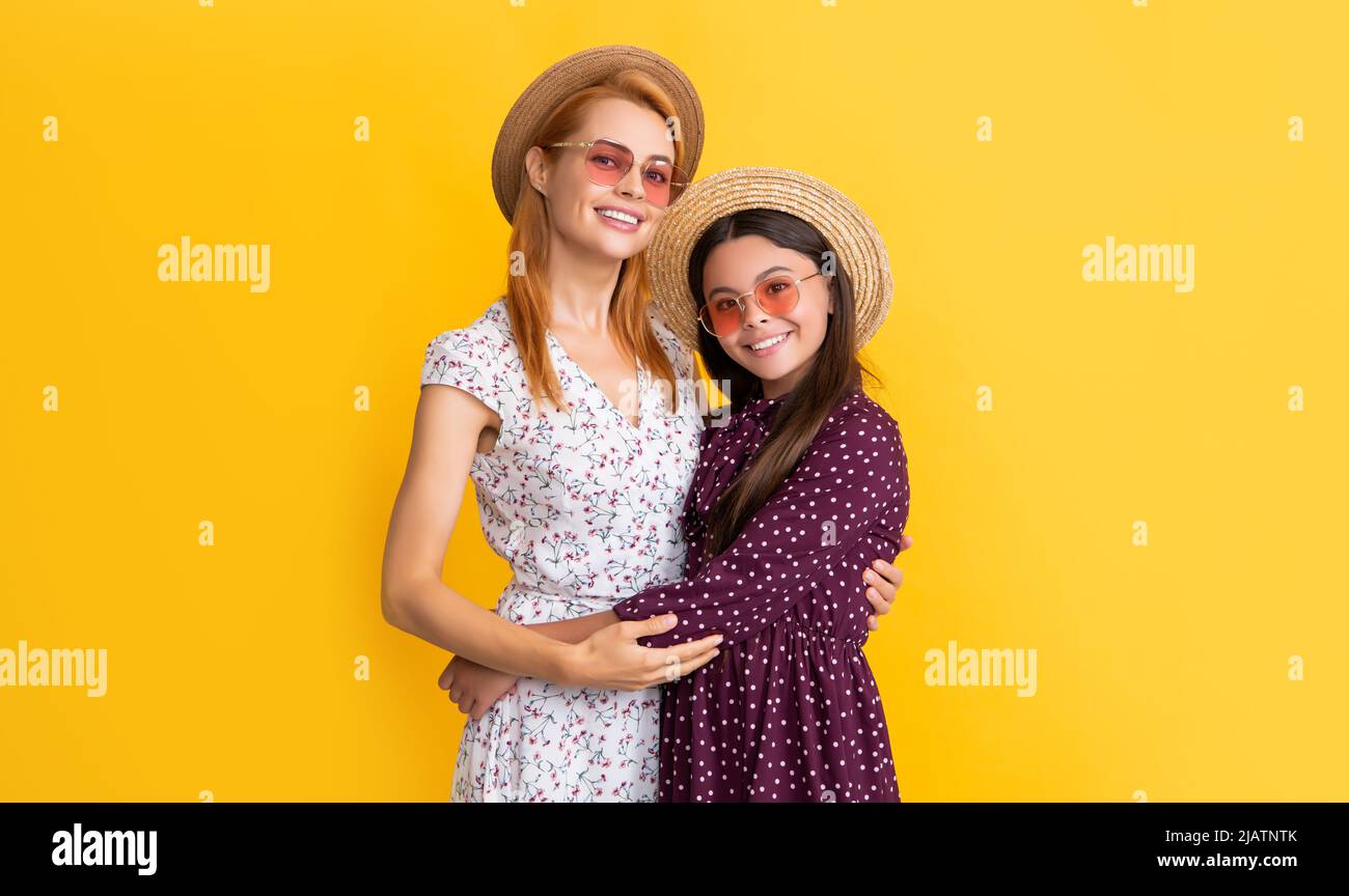 Happy daughter in yellow hi-res stock photography and images - Alamy