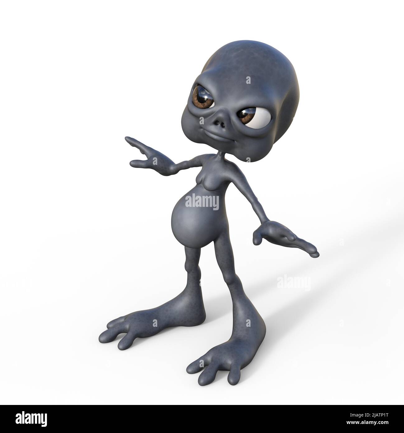 3D-illustration of a cute and funny cartoon alien is looking Stock ...