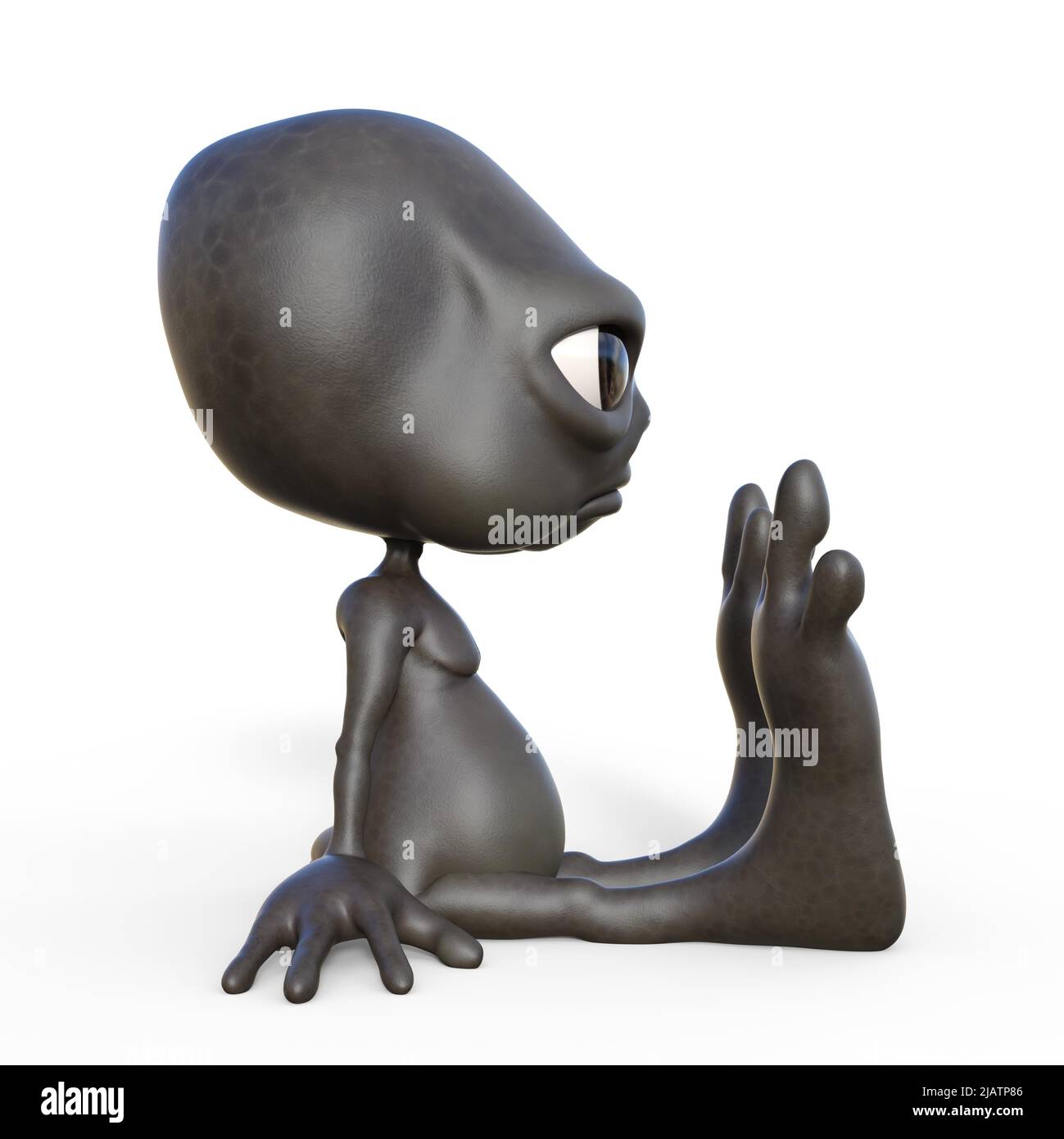 3D-illustration of a cute and funny watching cartoon alien Stock Photo ...