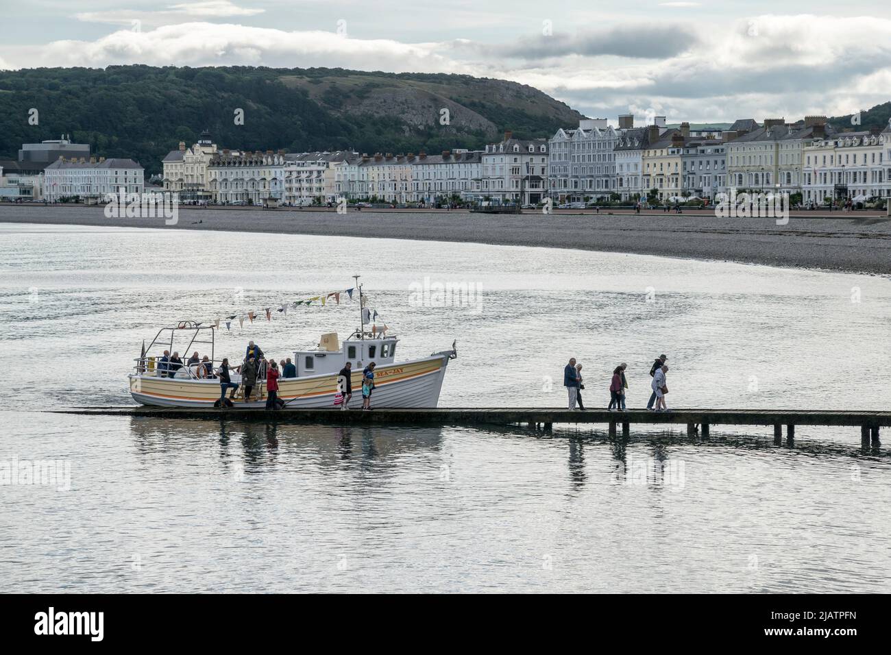 Sight seeing tourist boat trip in Llandudno bay on the North Wales ...