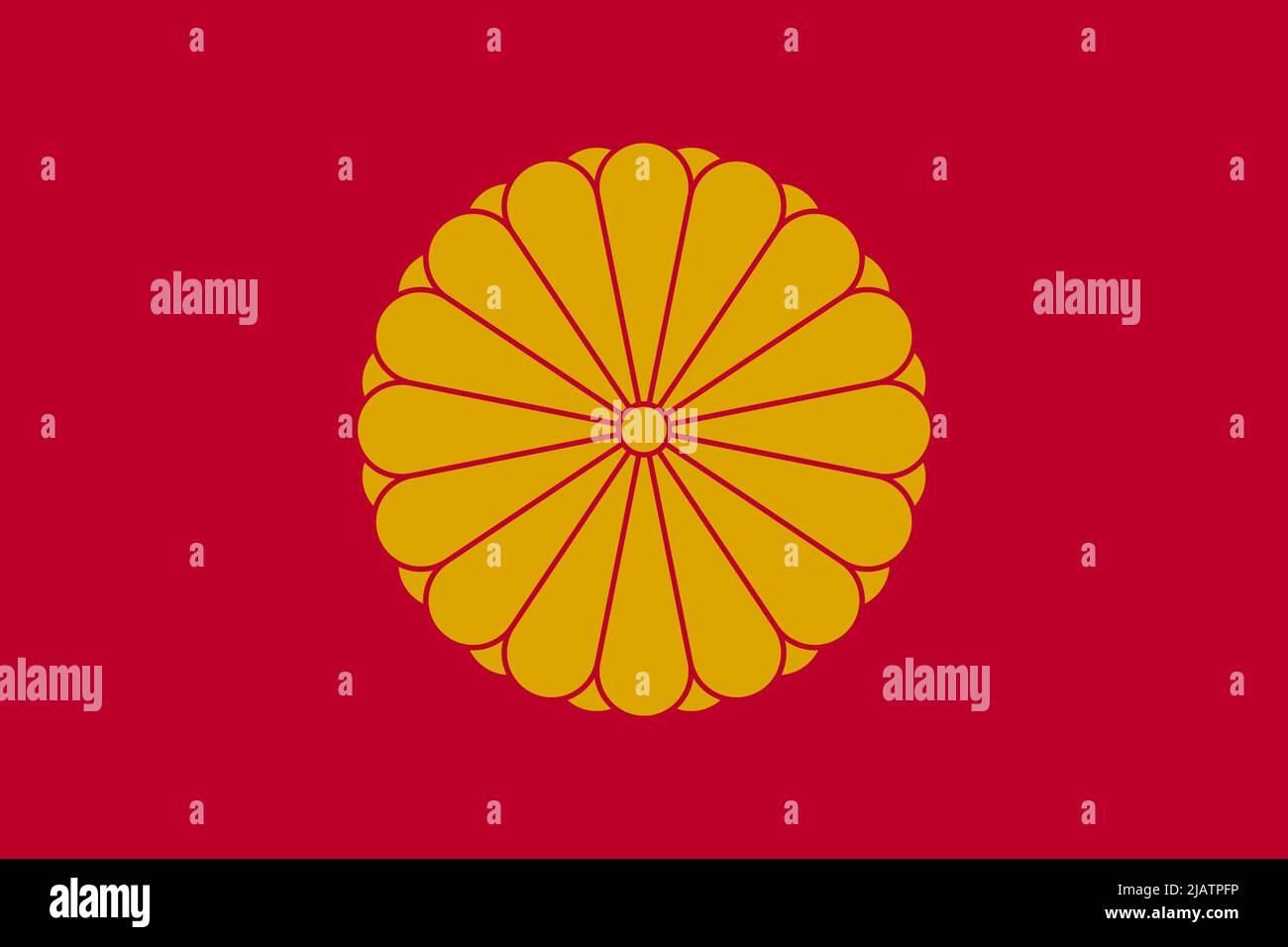 Top view of flag Emperor, Japan. Japanese no flagpole. Plane layout ...