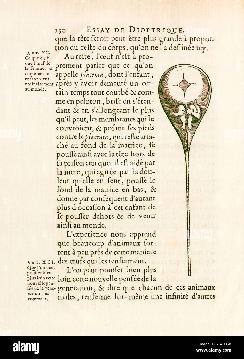 Drawing of a homunculus in Essay de Dioptrique, 1694 Stock Photo - Alamy